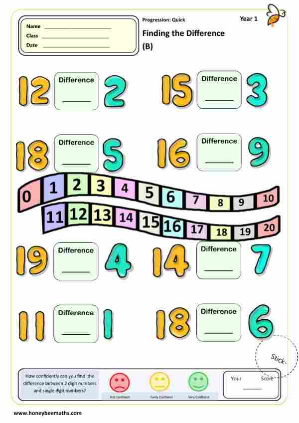 Year 1 Subtraction Worksheets - Honey Bee Maths Worksheets - Printable PDF