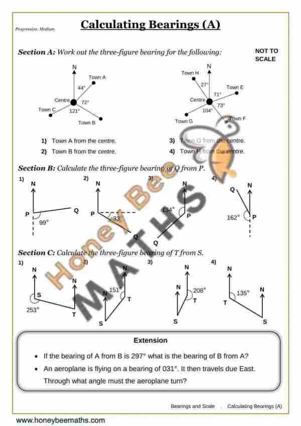 Year 9 Bearings Worksheets | Printable PDFs | Honey Bee Maths
